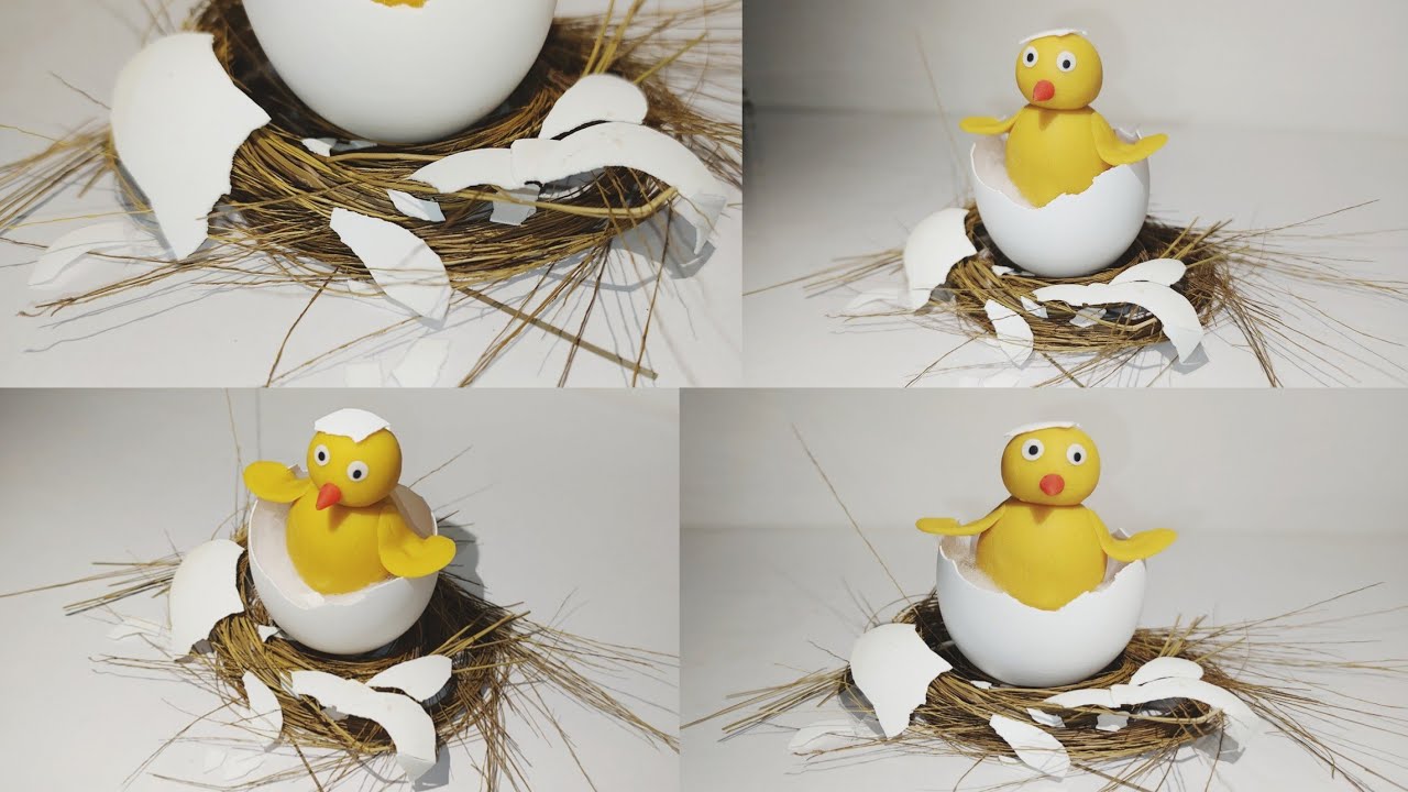 How to make chick | Making of chick | Chick with eggshell | Making of ...