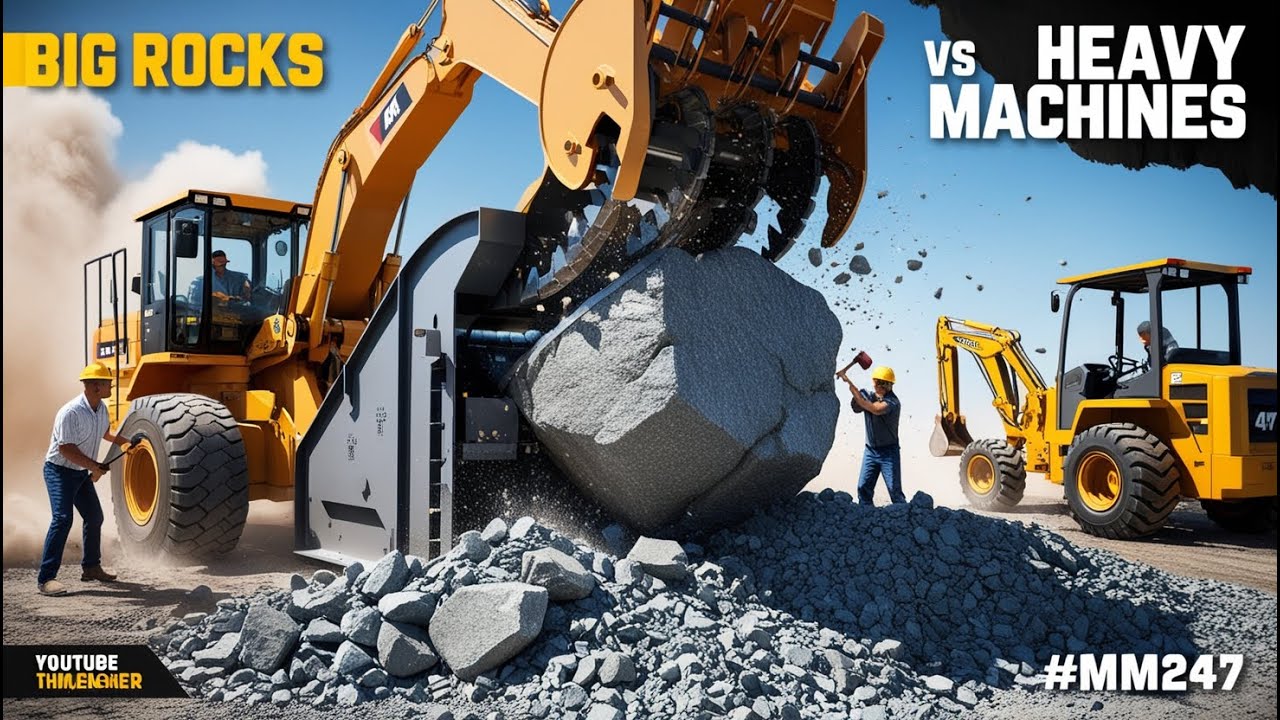 4K Rock Crushing Giants🚨Heavy Machinery Vs Big Rocks 🚨Full Power Show ...