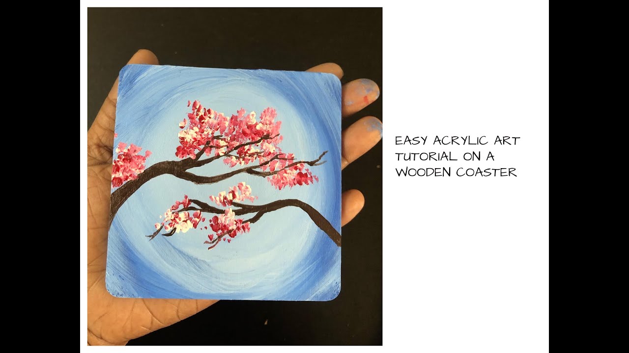 EASY ACRYLIC PAINTING ON A COASTER | SPRING | BEGINNERS TUTORIAL ...