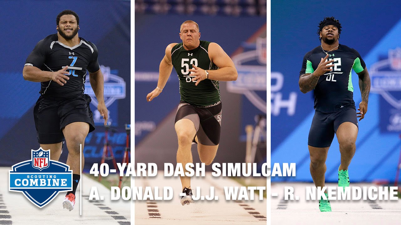 Robert Nkemdiche vs. J.J. Watt vs. Aaron Donald | 40-Yard Dash Simulcam ...