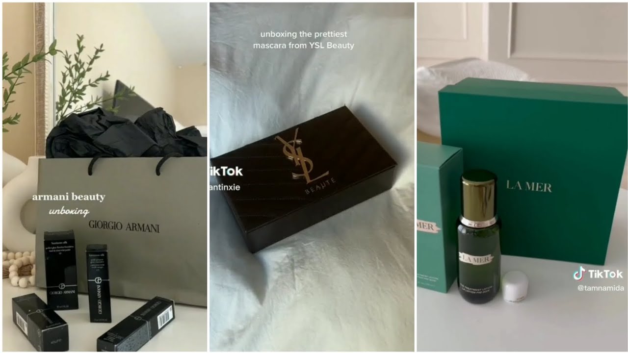 luxury makeup unboxing • aesthetic haul • tiktok compilation - YouTube