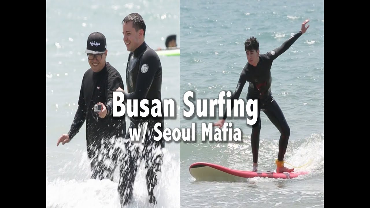 Trying SURFING in Busan, South Korea! ft. Seoul Mafia - YouTube