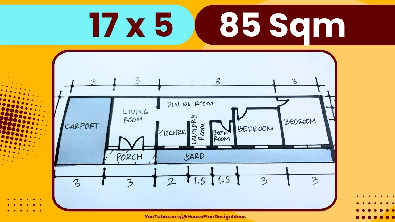17x5 House Plan Design 85 square meter 2 Bedroom - YouTube
