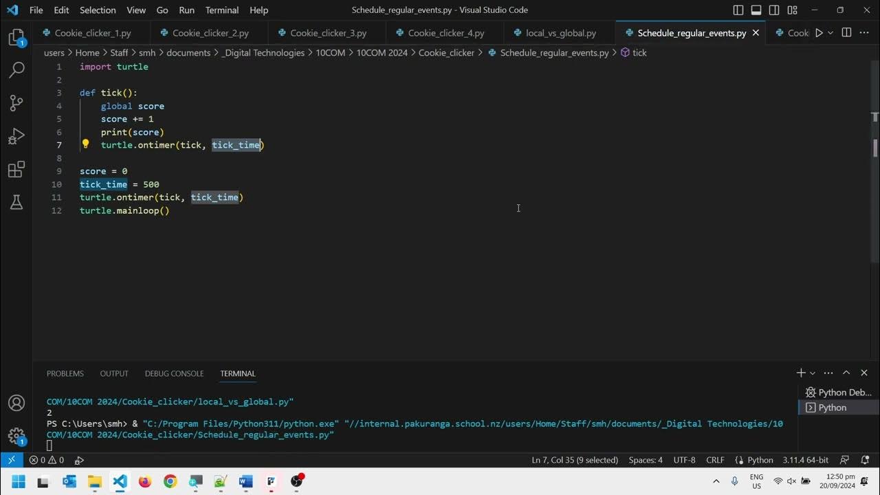 Cookie clicker in Python Turtle video 5 - scheduling events - YouTube