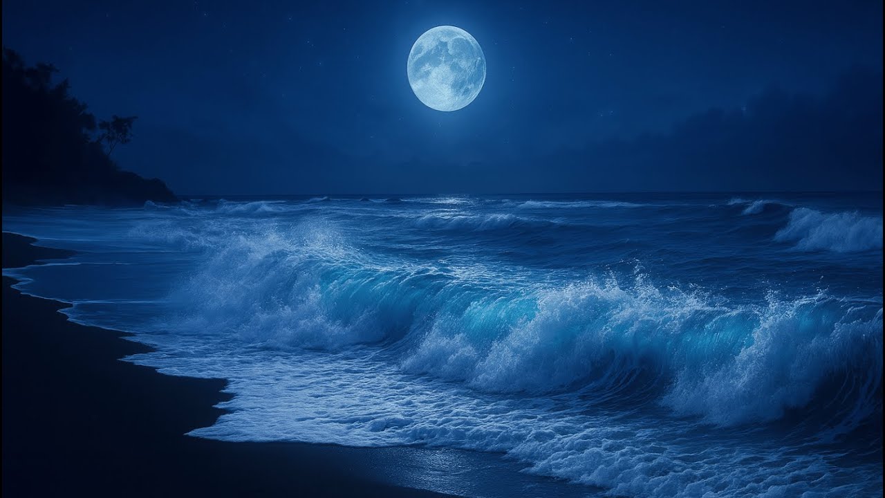 Moonlit Sea Tranquility 🌙 10H of Soothing Ocean Waves for Relaxation ...