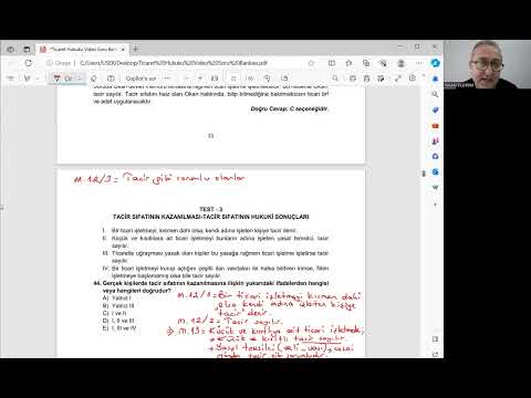TİCARET HUKUKU TİCARİ İŞLETME HUKUKU TEST 3