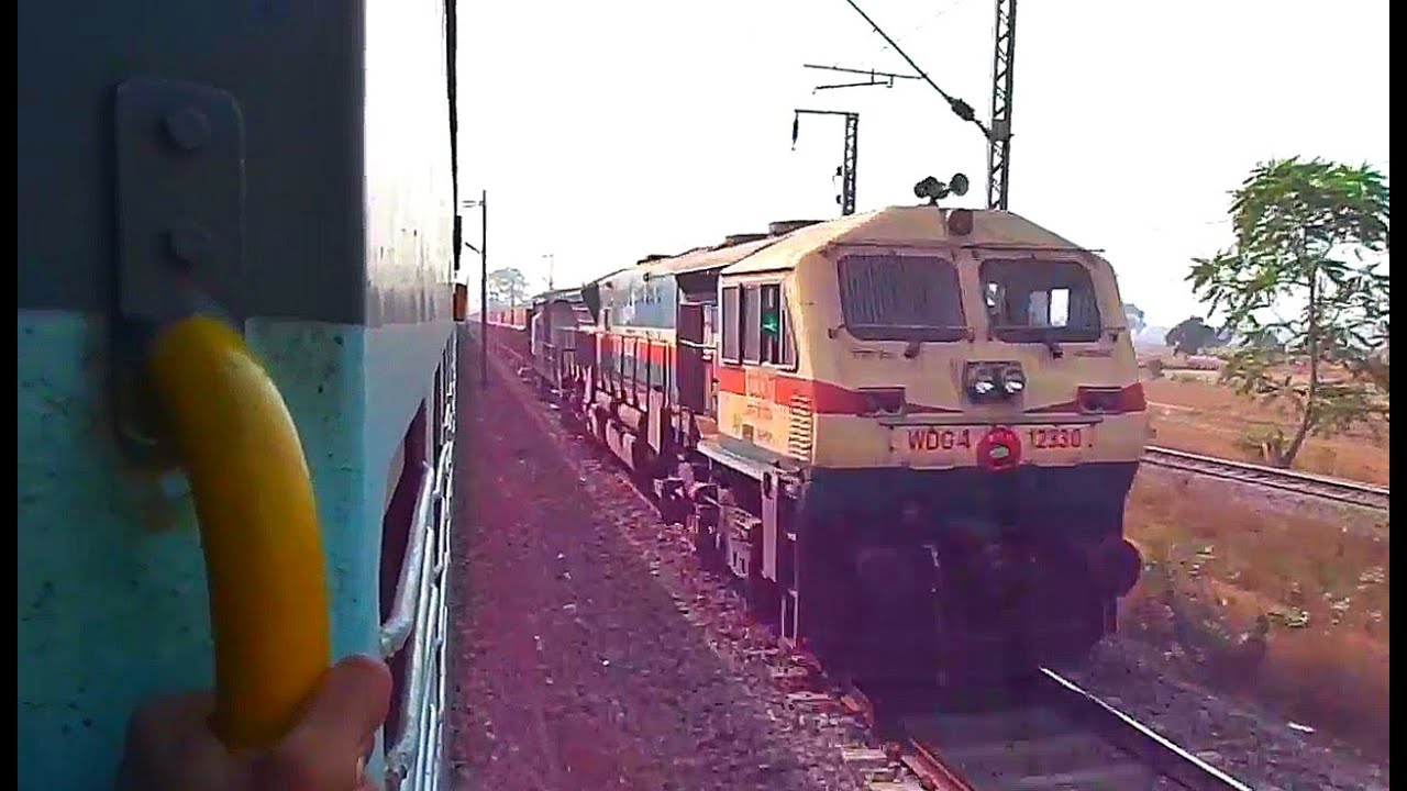 Raipur WDG4 #12330 Hauling BOBRN Rake Crosses Our 12252 Wainganga SF ...