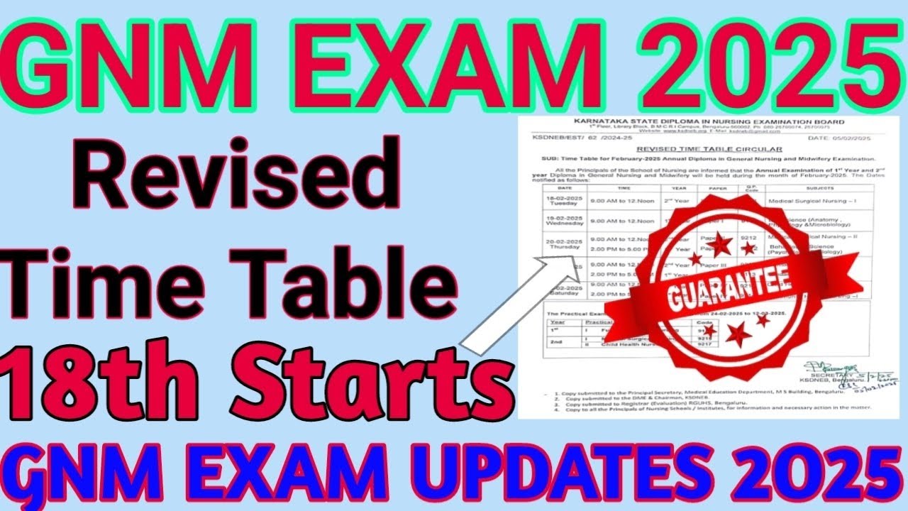 GNM EXAM 18TH START I GNM REVISED TIME TABLE ANNOUNCED I GNM EXAM ...