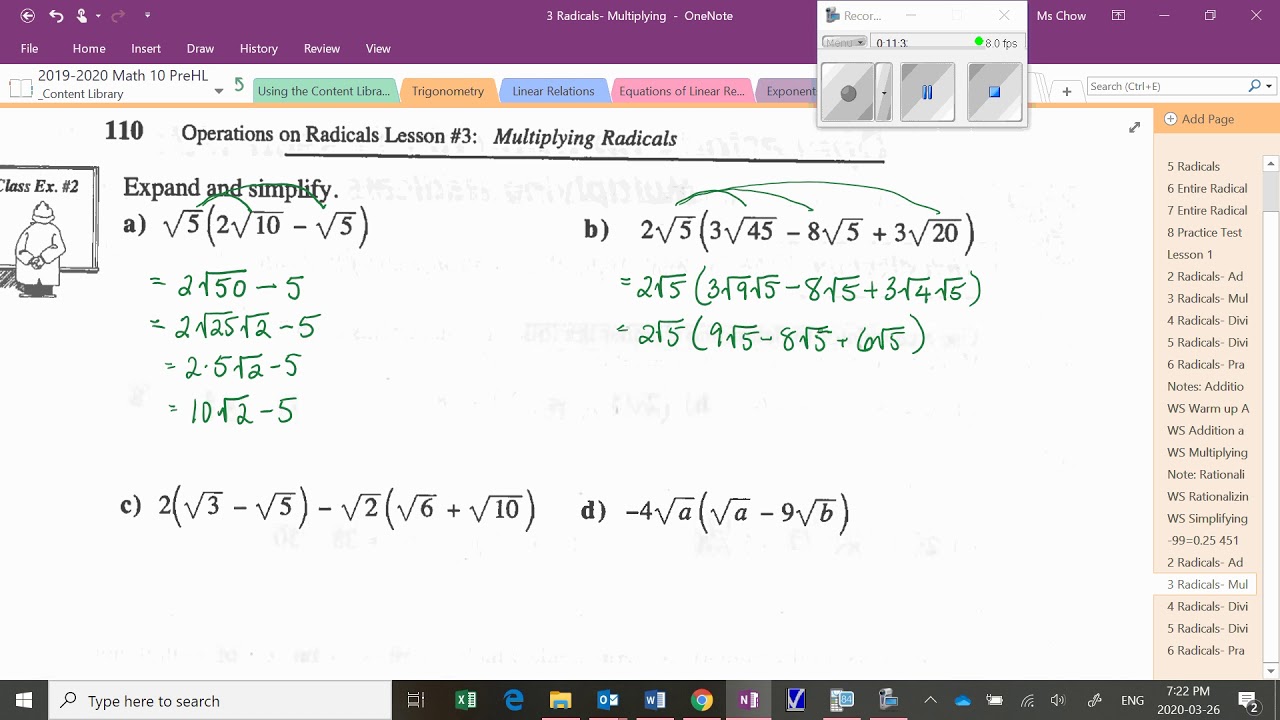 Radicals Lesson 3 Multiplying Radicals - YouTube