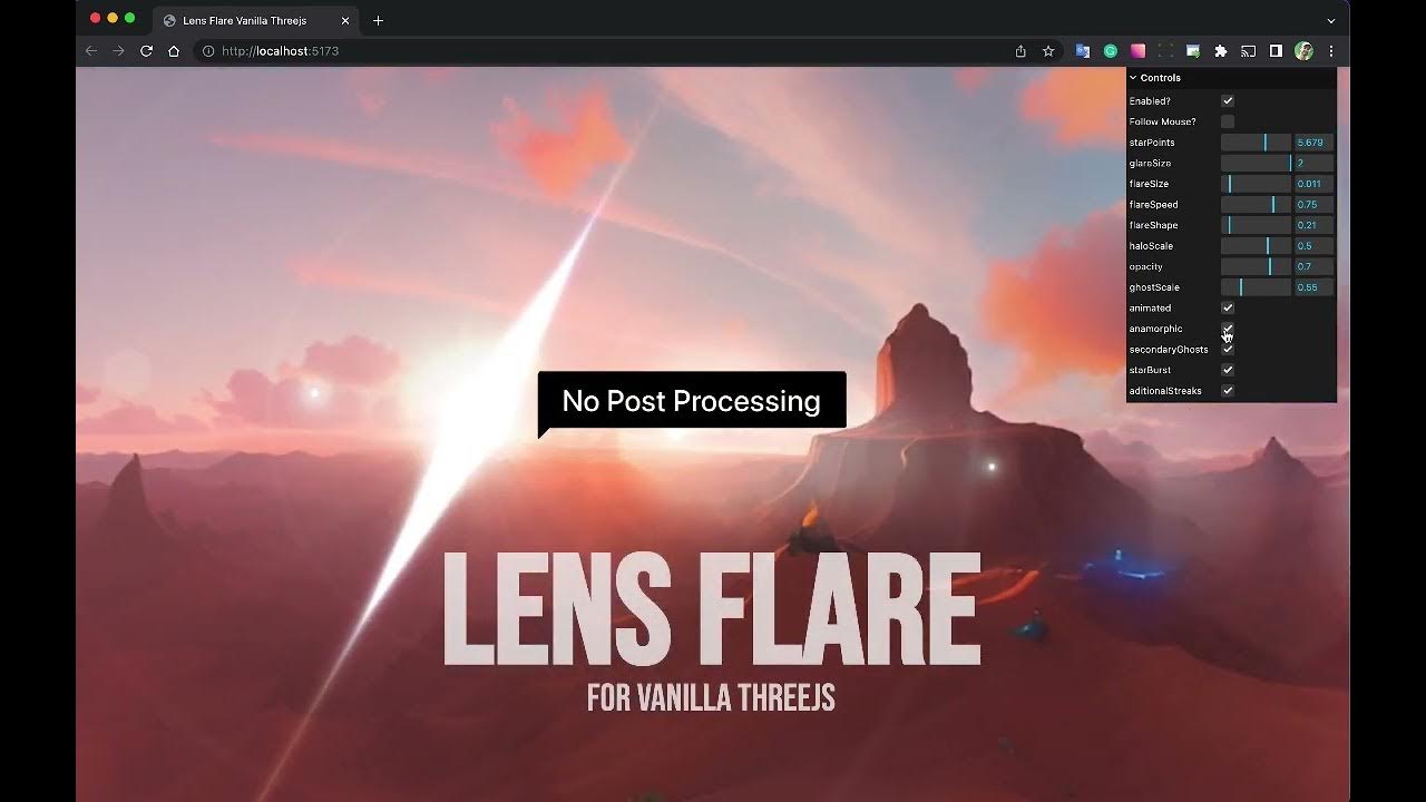 Threejs Lens Flare Vanilla Javascript - YouTube