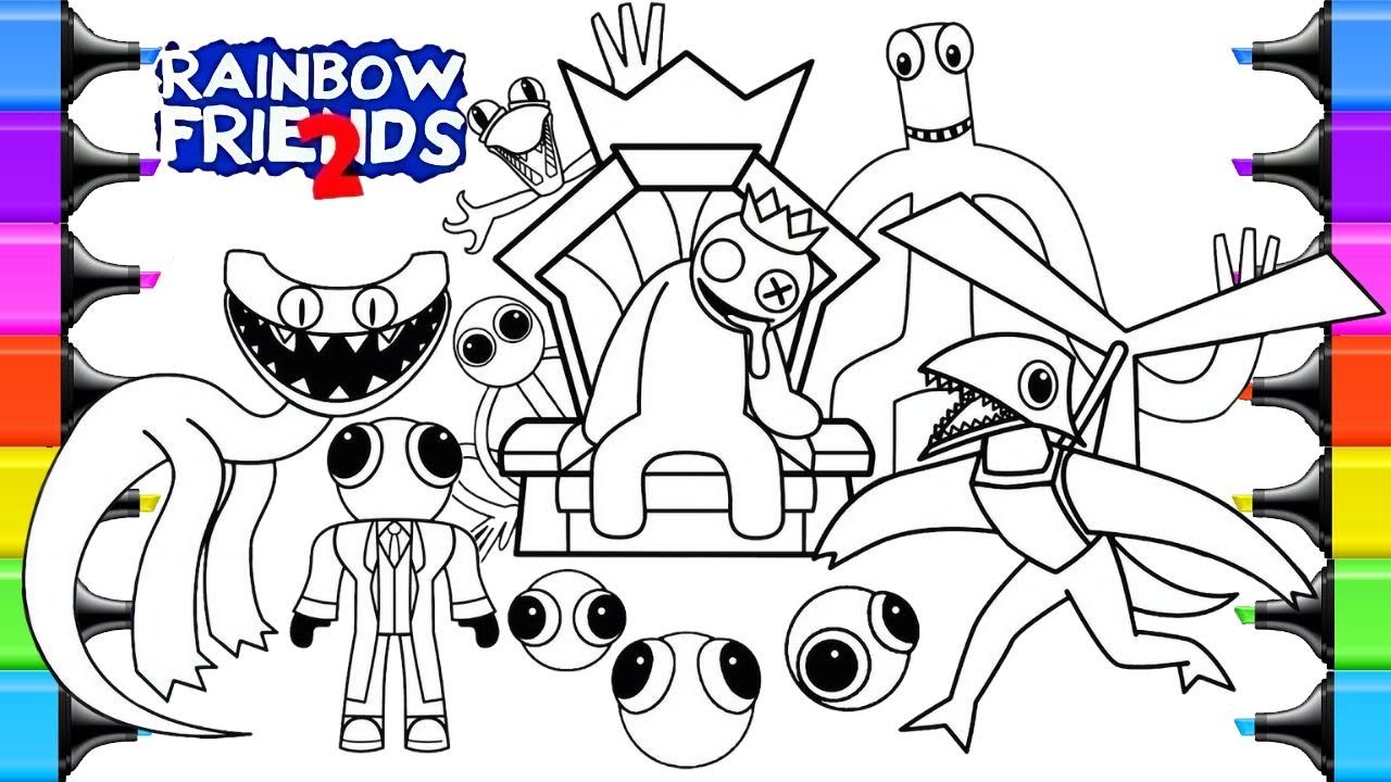 Rainbow Friends Chapter 2 🌈 | Coloring Pages | Color ALL New Monsters ...
