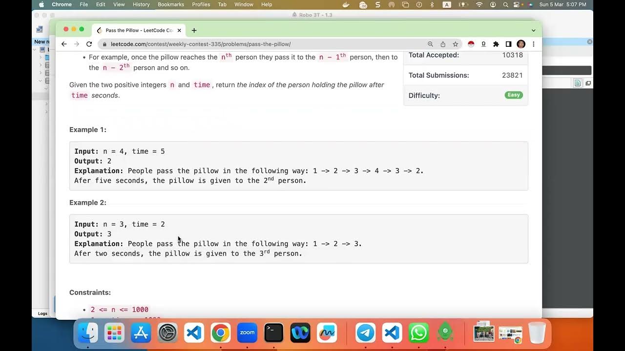 Leetcode Weekly 335 Pass The Pillow Youtube