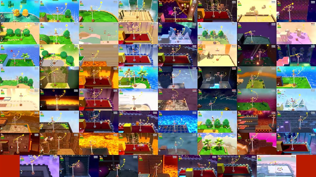 All Super Mario 3D World Flag Poles Touched at the Same Time - YouTube