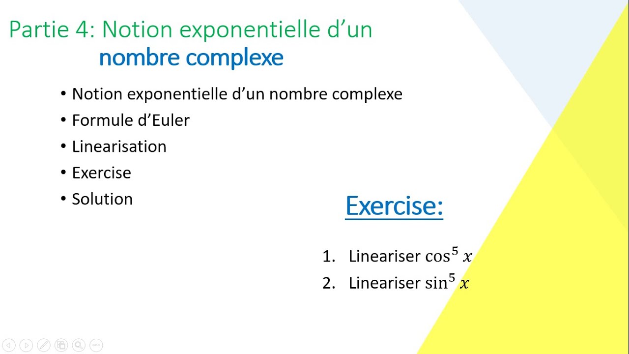 Linéarisation et Notion Exponentielle dans les Nombres Complexes, detaillée (#Tales E,S) - YouTube