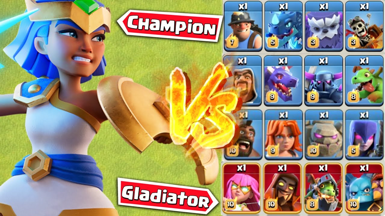 Minimum Troops to Defeat Gladiator Champion - Clash of Clans - YouTube