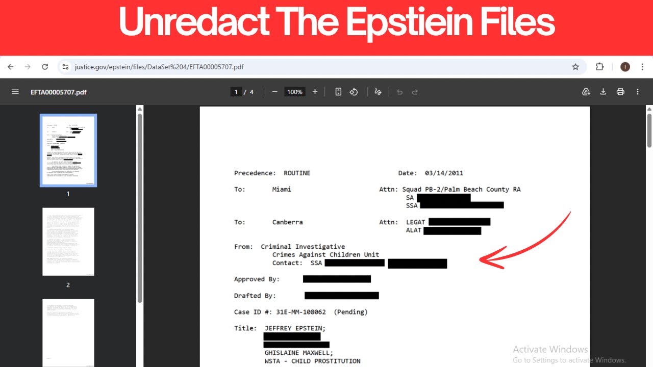 How to Unredact the Epstein Files by just Microsoft Word - YouTube