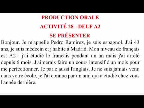 PRODUCTION ORALEACTIVITÉ 29 - DELF A2 - SE PRÉSENTER - YouTube