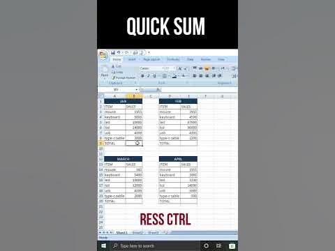 QUICK SUM | Excel Tips and Trick | Excel Short Video #excel - YouTube