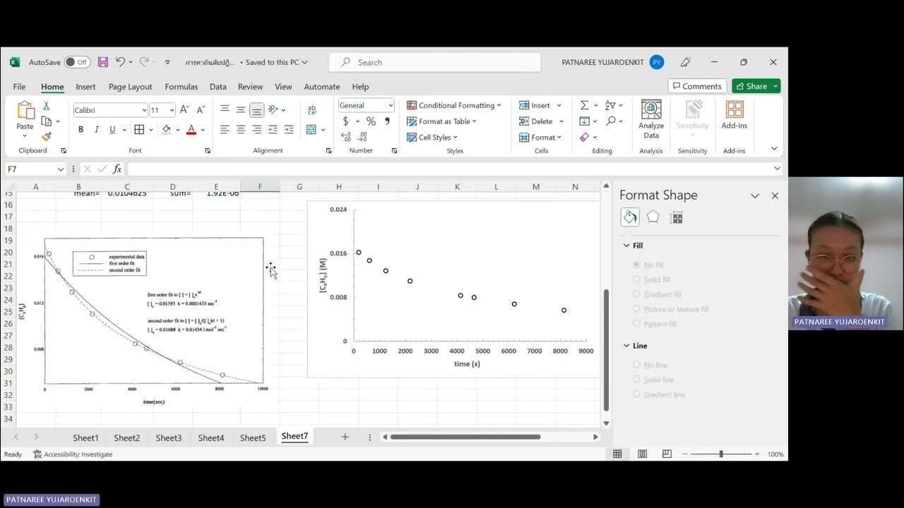 การทำ nonlinear least-squares curve fitting with Microsoft Excel Solver - YouTube
