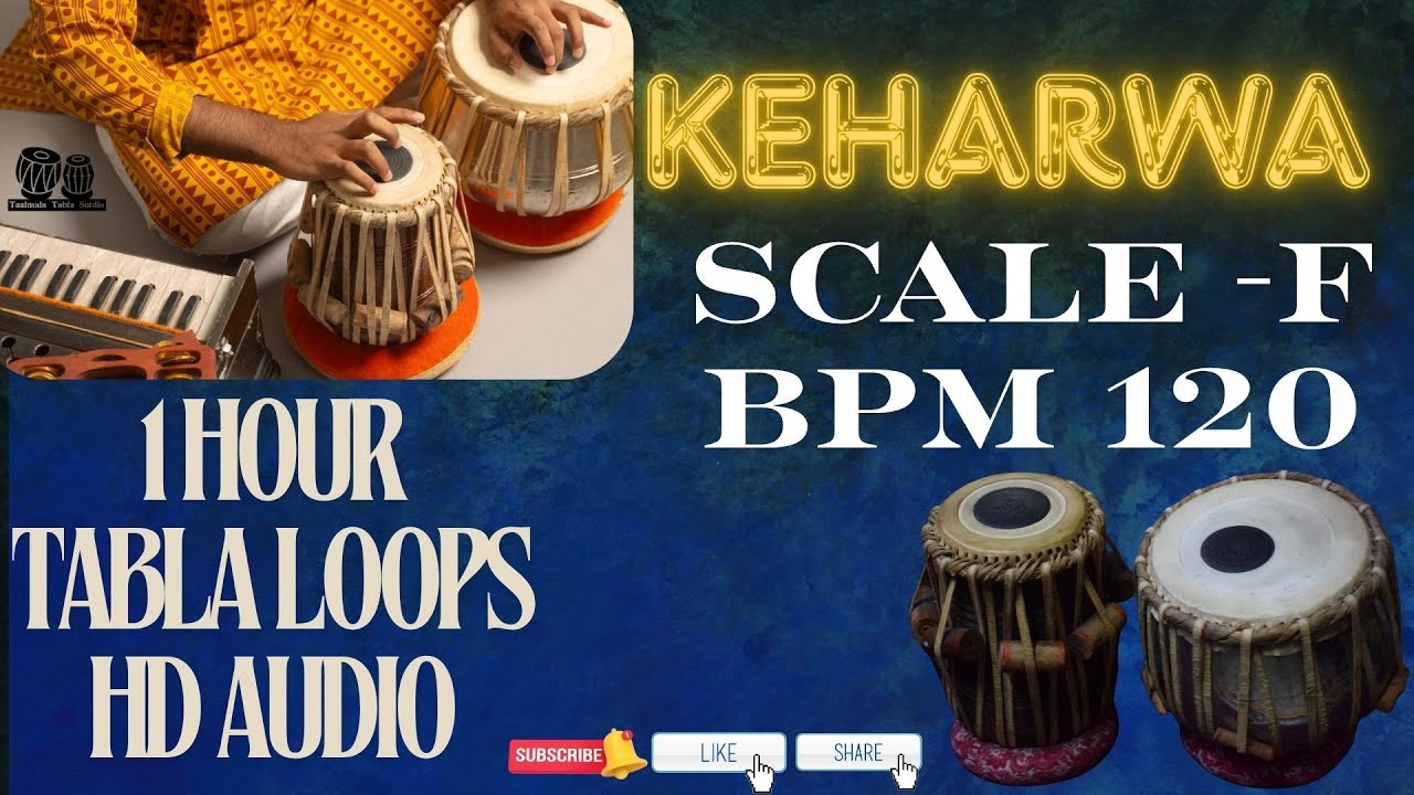 Keharwa 1 Hour Tabla Loops For Vocal Ryaz And Practice - Scale F Bpm ...