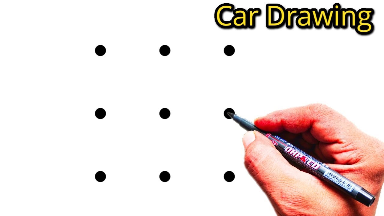 Car Drawing From 9 Dots | Beautiful Car Drawing | Dots Drawing - YouTube