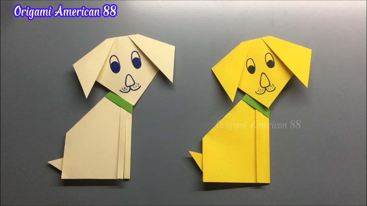 How to make a paper dog tutorial / Easy origami dog / DIY paper crafts ...
