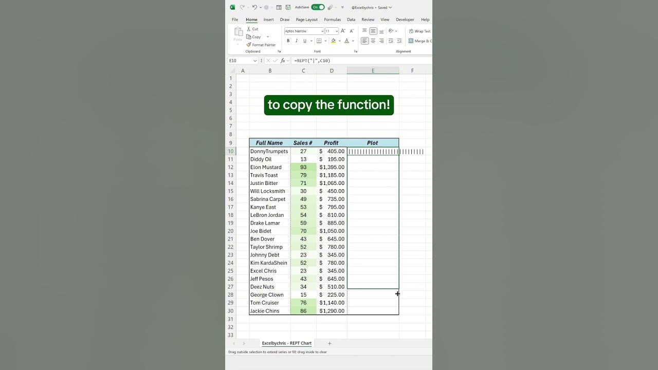 How To Showcase Bars In Excel Using Rept Function | Rept Function In 