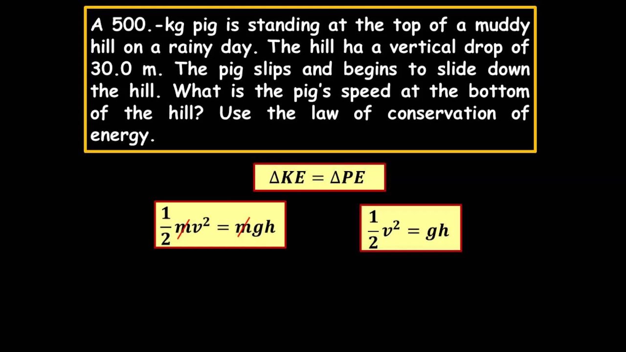 Change in Kinetic and Potential Energy Friction and Work Problem - YouTube