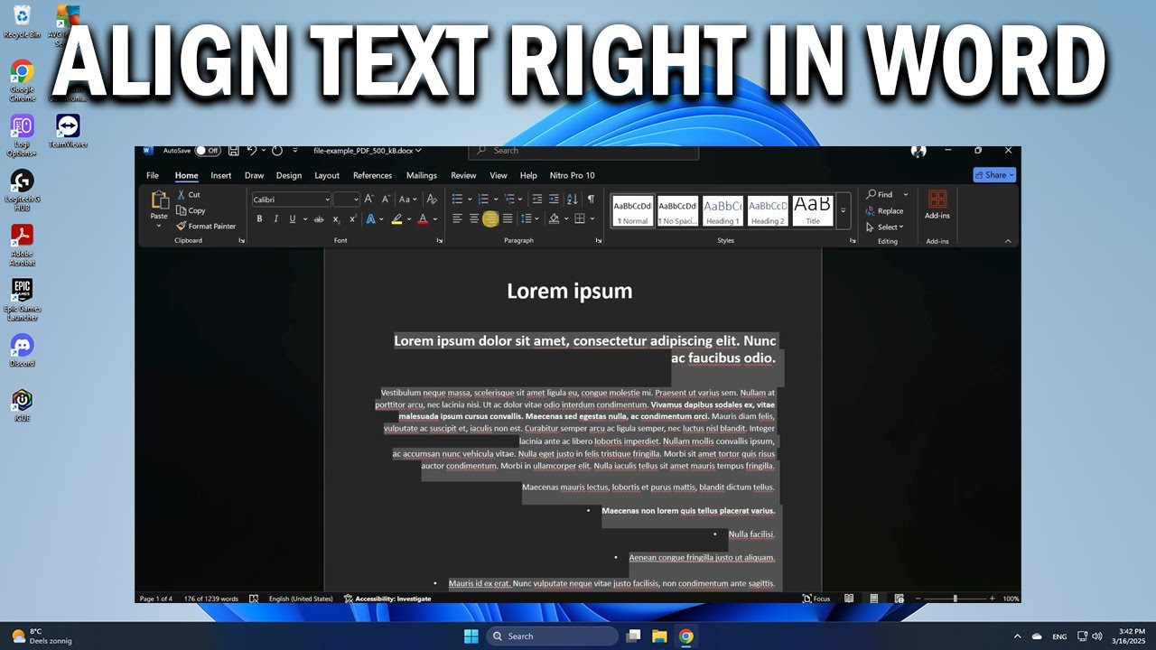 How To Align Text To The Right In Word - Easy Fix - YouTube