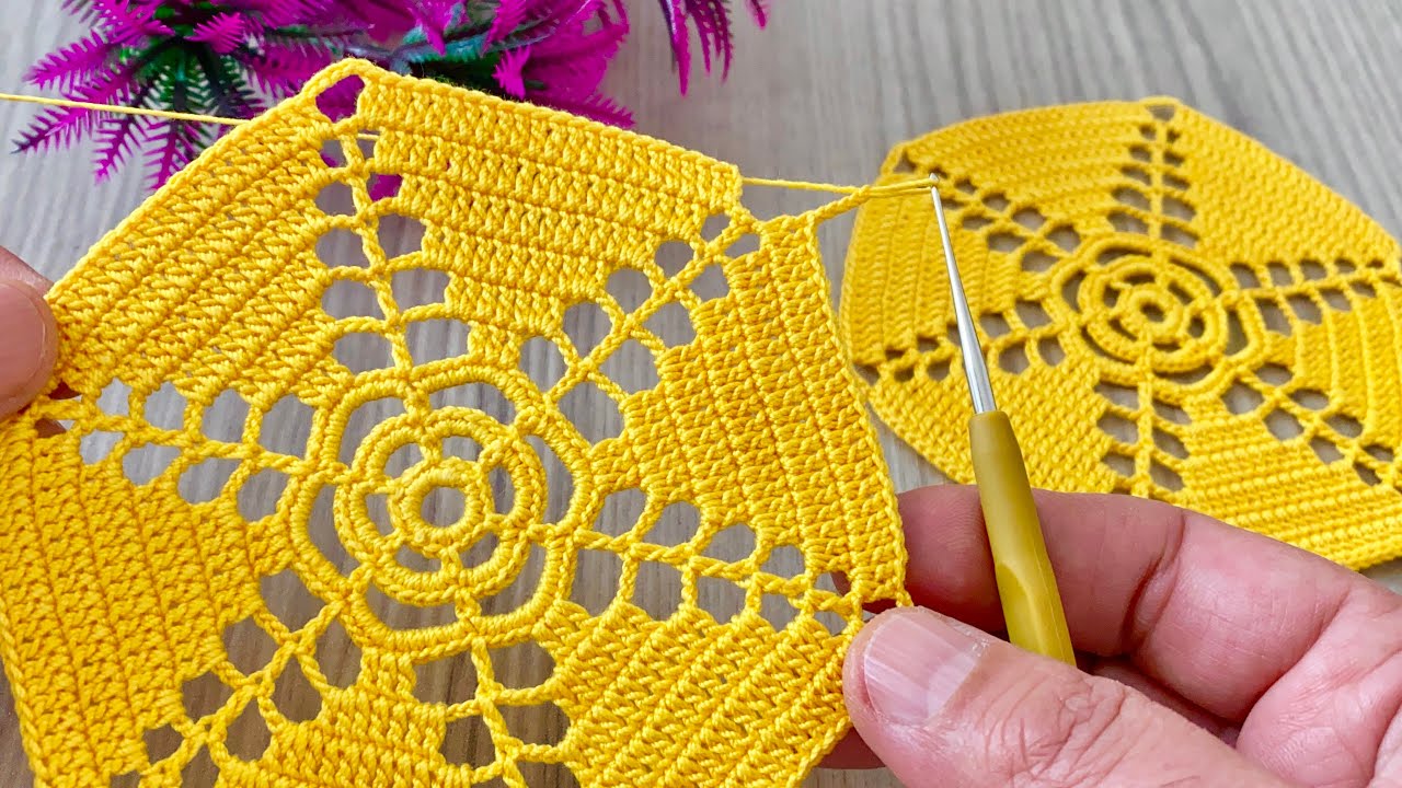 Unique New Crochet Design Square Motif Model Tutorial Video - YouTube