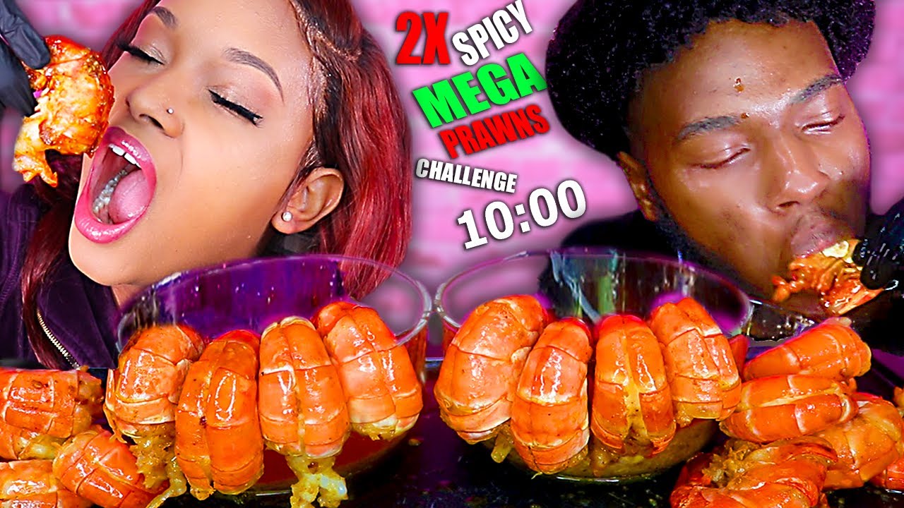 20 2x SPICY MEGA PRAWNS CHALLENGE IN 10 MINS (SEAFOOD BOIL MUKBANG) 먹방 ...