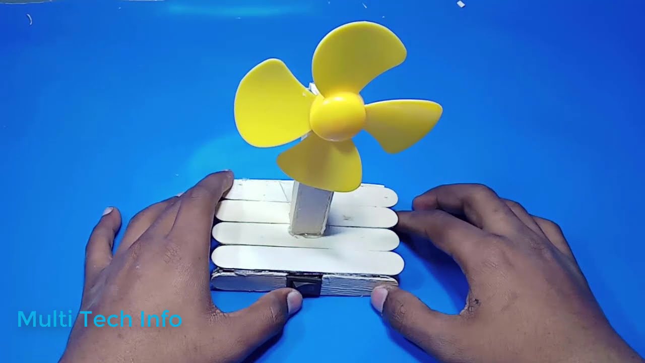 How to make Table Fan with ice-cream sticks _ Diy Fan - YouTube