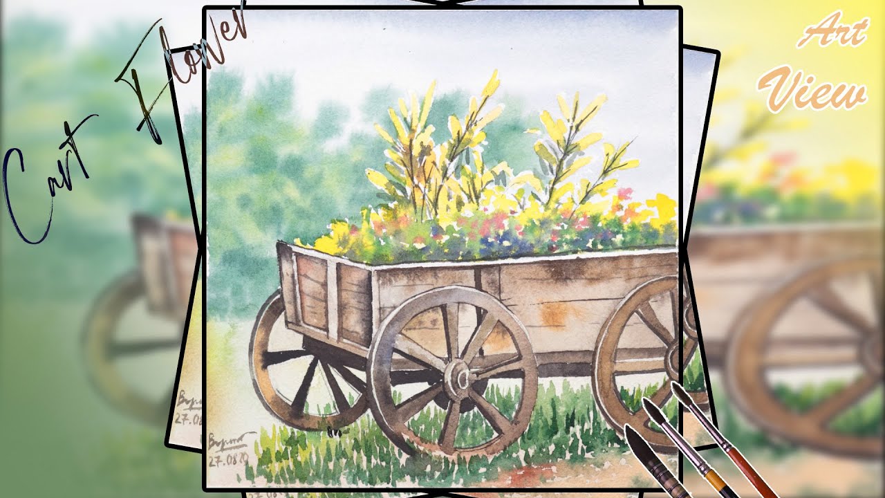 Art View - #148 How to Draw Flower Cart Tutorial Step by Step with ...