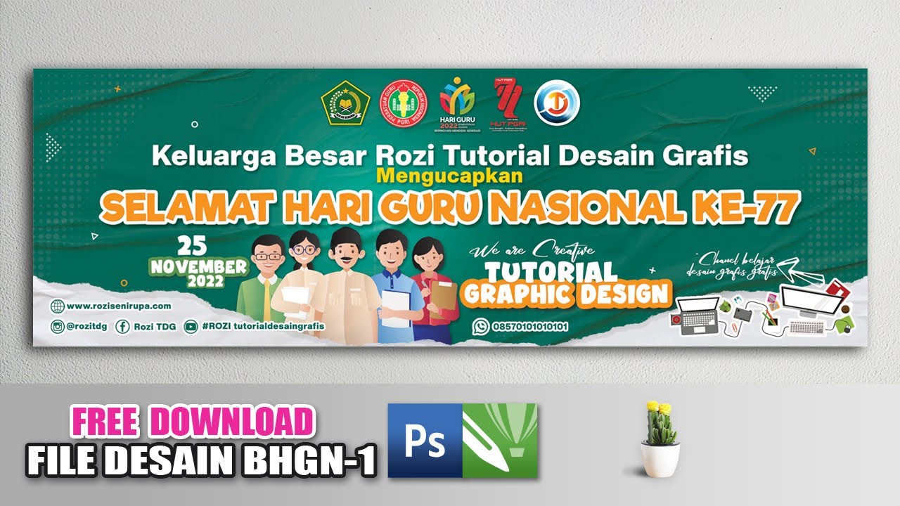 FREE!!! Logo & Spanduk HUT PGRI ke-77 Tahun 2022 - Gratis Template CDR ...