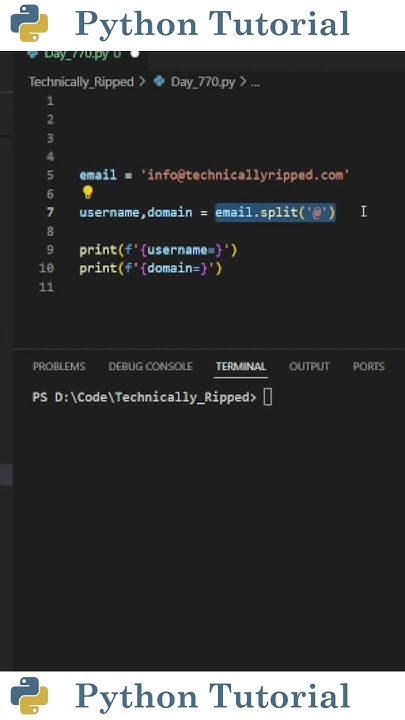 Python Code to Split Email Addresses | Python Tutorial - YouTube
