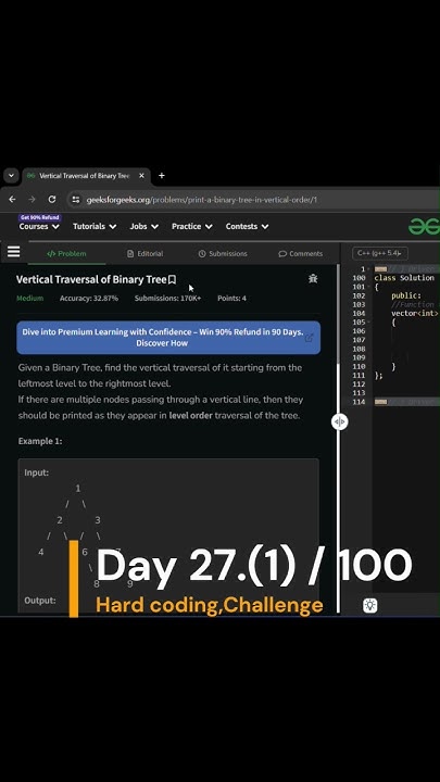 Day 27/100 hard coding challenge Round 2 is here 🚀🎯.#100dayschallenge#coder#dsa #coding # ...