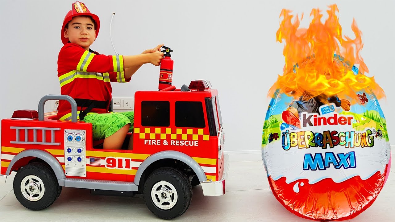 Kids put out the fire, save big surprise eggs - YouTube