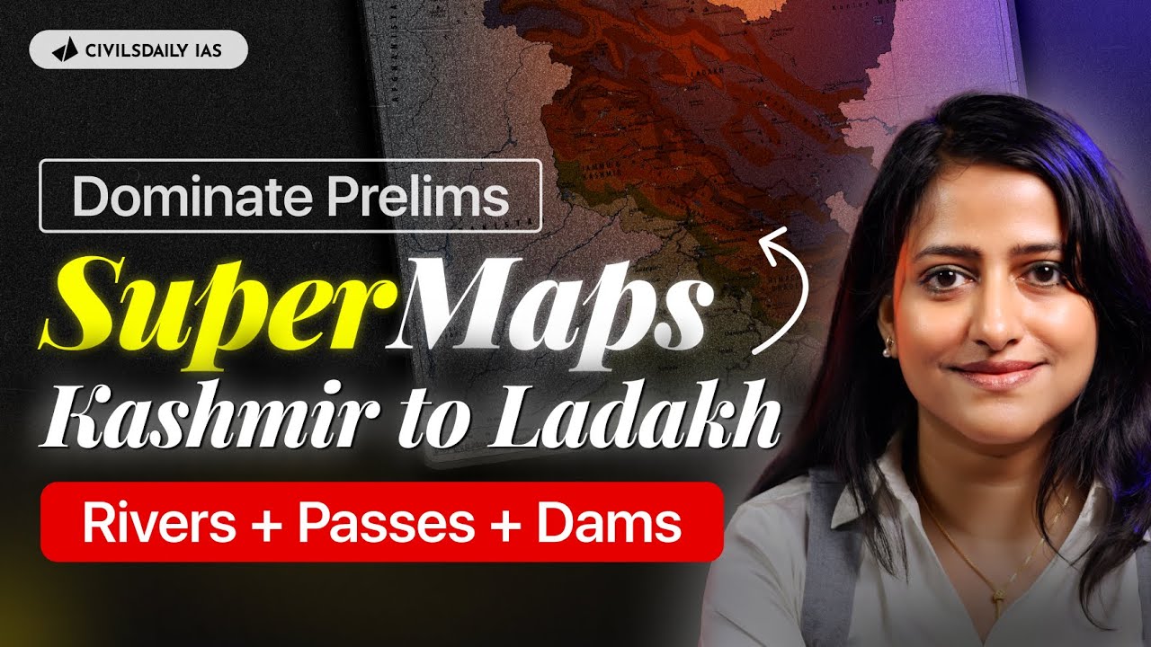 1 Map, 10 High-Yield Facts: Kashmir to Ladakh || Rivers + Passes + Dams ...