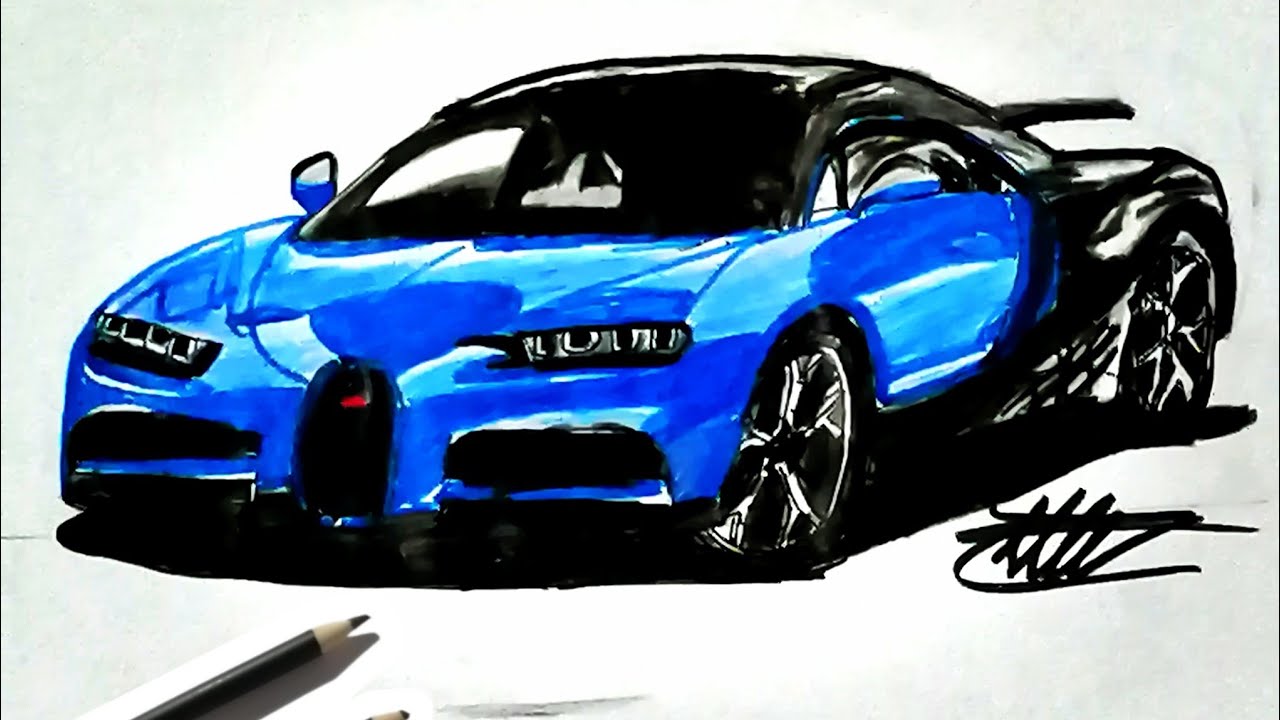 (como dibujar un Bugatti chiron.) (How to draw Bugatti chiron.) - YouTube