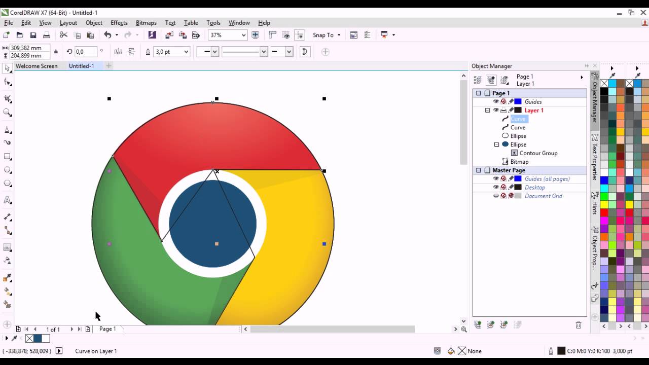 Tutorial membuat logo Chrome Corel Draw X7 - YouTube