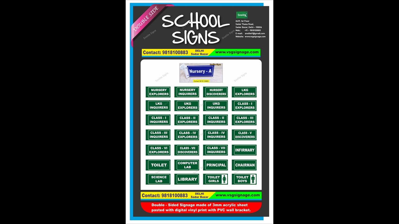 CWSN toilet signage, double side school signs, plate DDO office signage ...