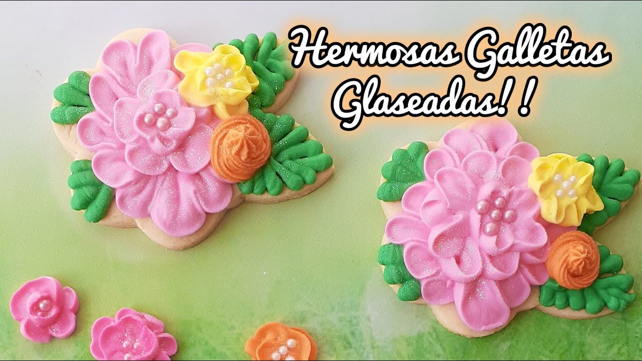 HERMOSAS GALLETAS GLASEADAS!! FLORES CON ROYAL ICING!! - YouTube