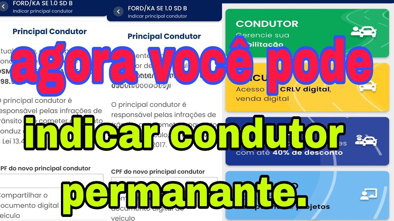 Como indicar condutor principal na carteira digital. #carteiradigital # ...