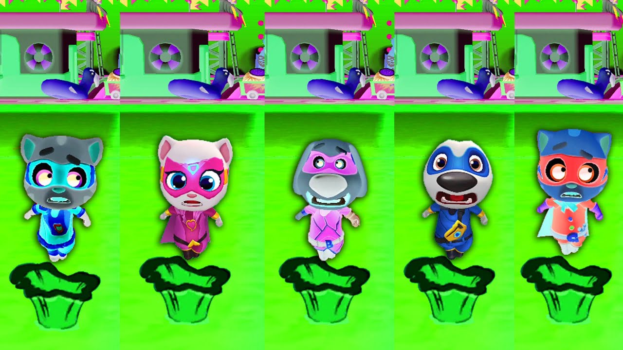 TALKING TOM HERO DASH - ALL SUPER HERO CHARACTERS SLIME DROWNS IN GHOST ...