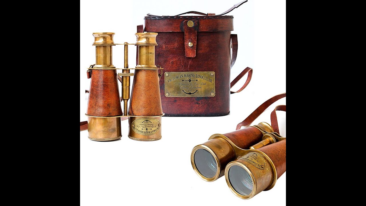 Nautical Design Antique Victorian Marine Brass Leather Binocular Sailor ...