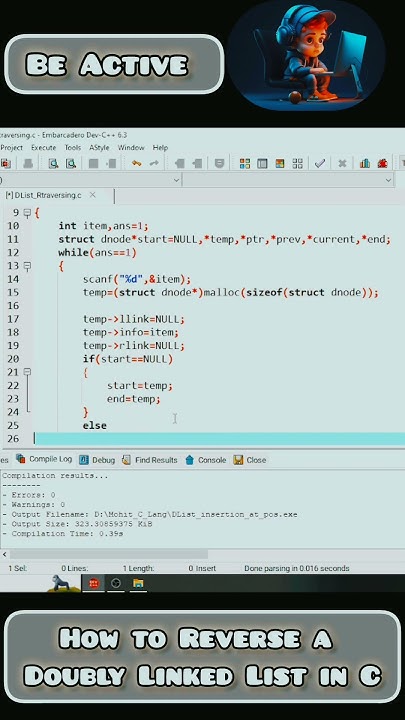 How to Reverse a Doubly Linked List in C | Be Active #shorts - YouTube