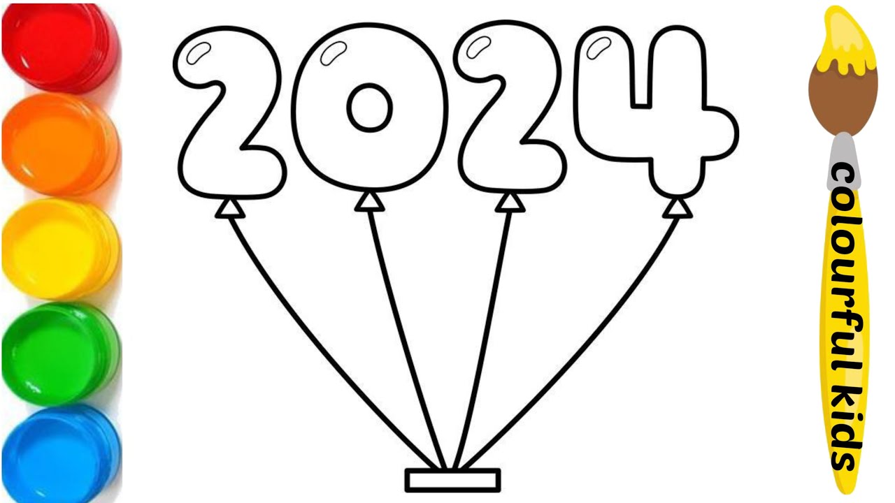 How to draw Happy New Year 2024 | Basic drawing Tips | 2024 Drawing ...