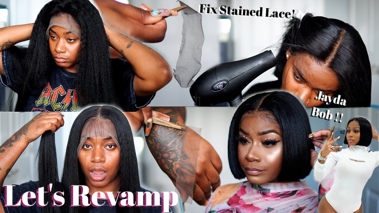Let's REVAMP This STAINED LACE WIG!! Fix Stained Lace + Jayda Wayda Blunt Bob Tutorial ...