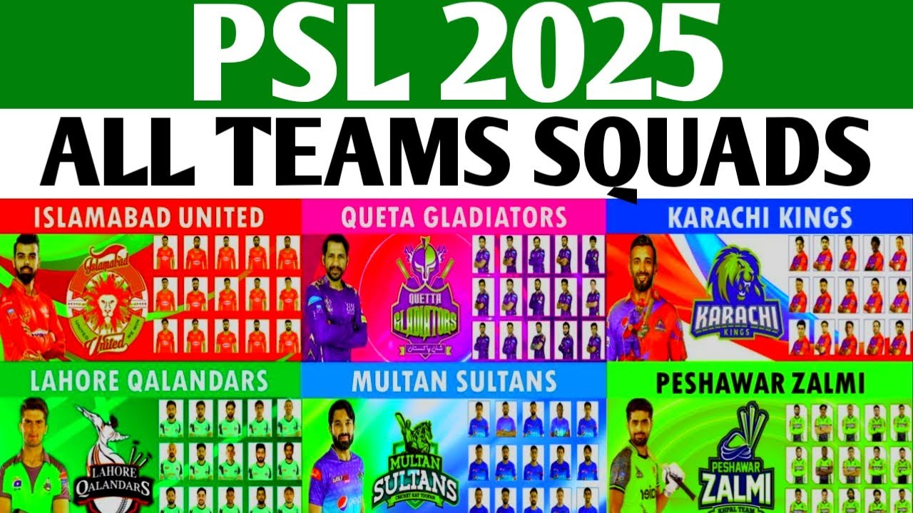 PSL 2025 Season 10 | All Teams Full Squad | All Teams Players List PSL ...