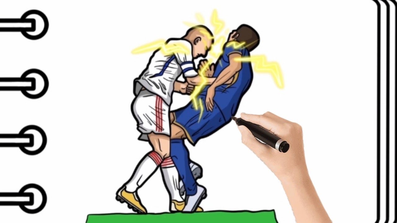 Como Dibujar a ZINEDINE ZIDANE Epico Cabezazo Final de la Copa del ...